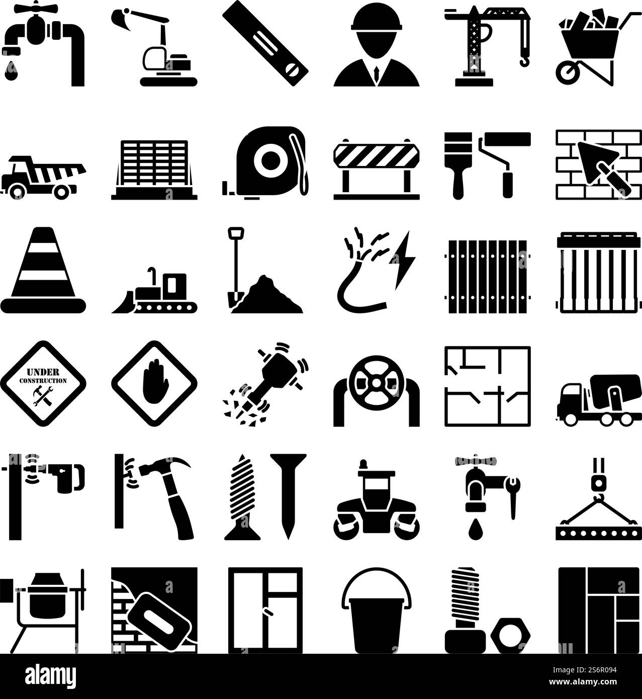 Construction Icon Set. Fully editable vector illustration. Text ...