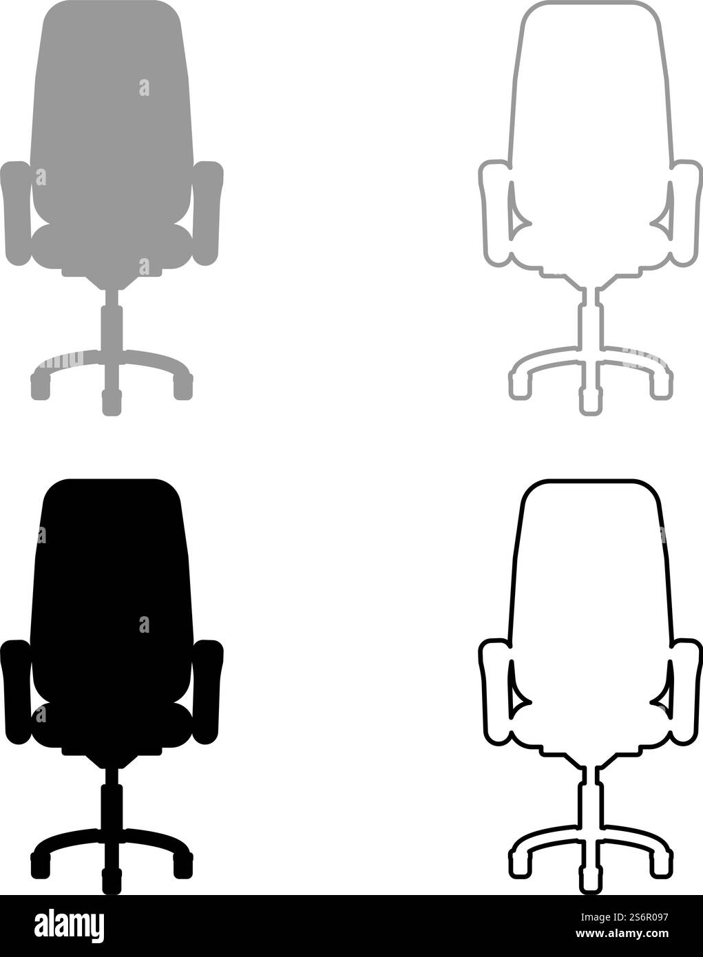 Office chair recliner set icon grey black color vector illustration ...