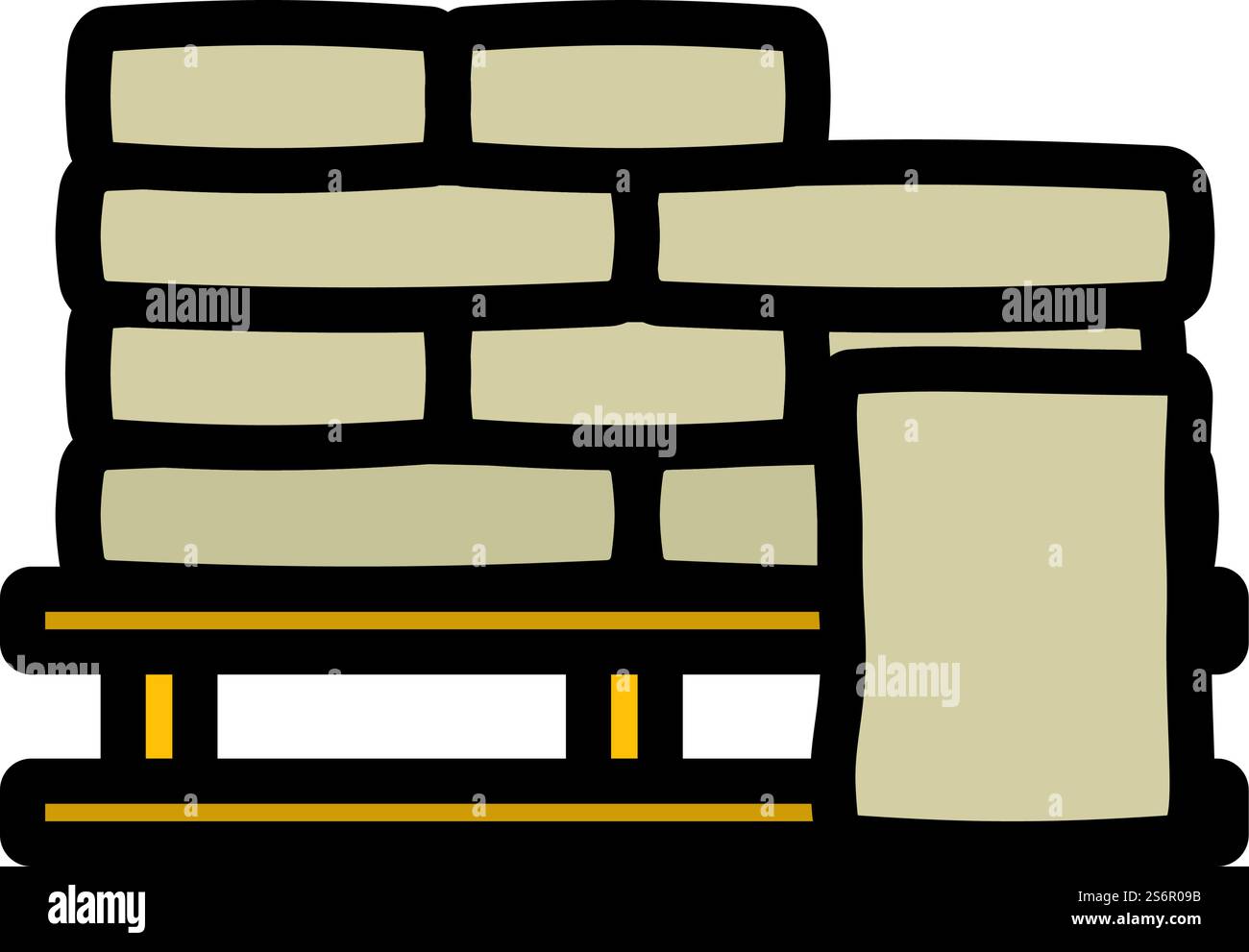 Palette With Plaster Bags Icon. Editable Bold Outline With Color Fill ...