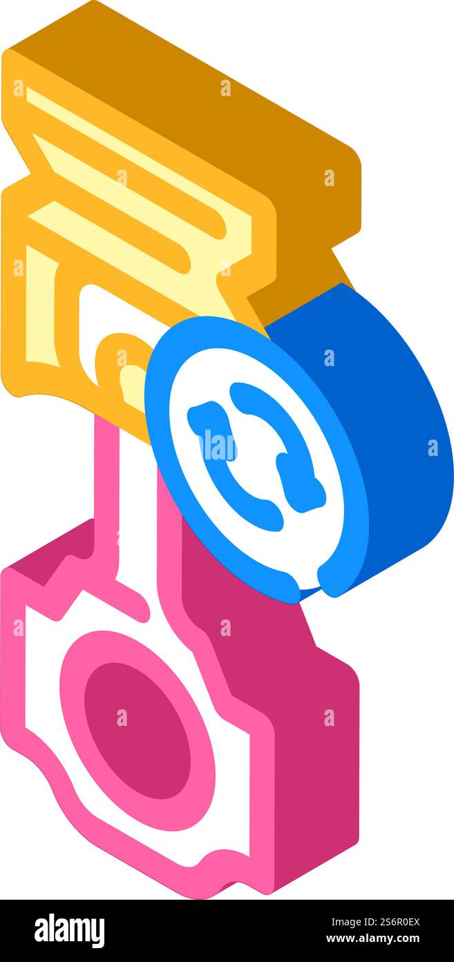 replacing piston isometric icon vector. replacing piston sign. isolated ...
