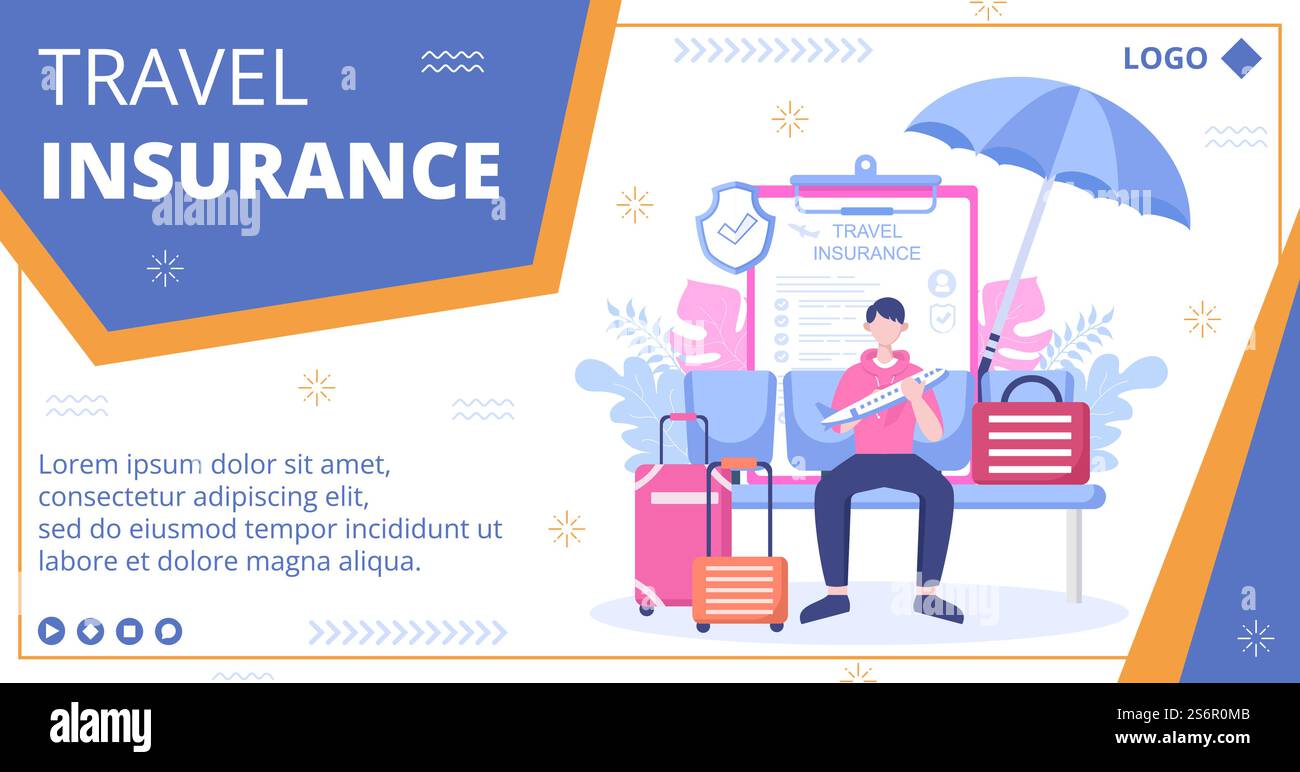 Travel Insurance Post Template Flat Design Illustration Editable of ...