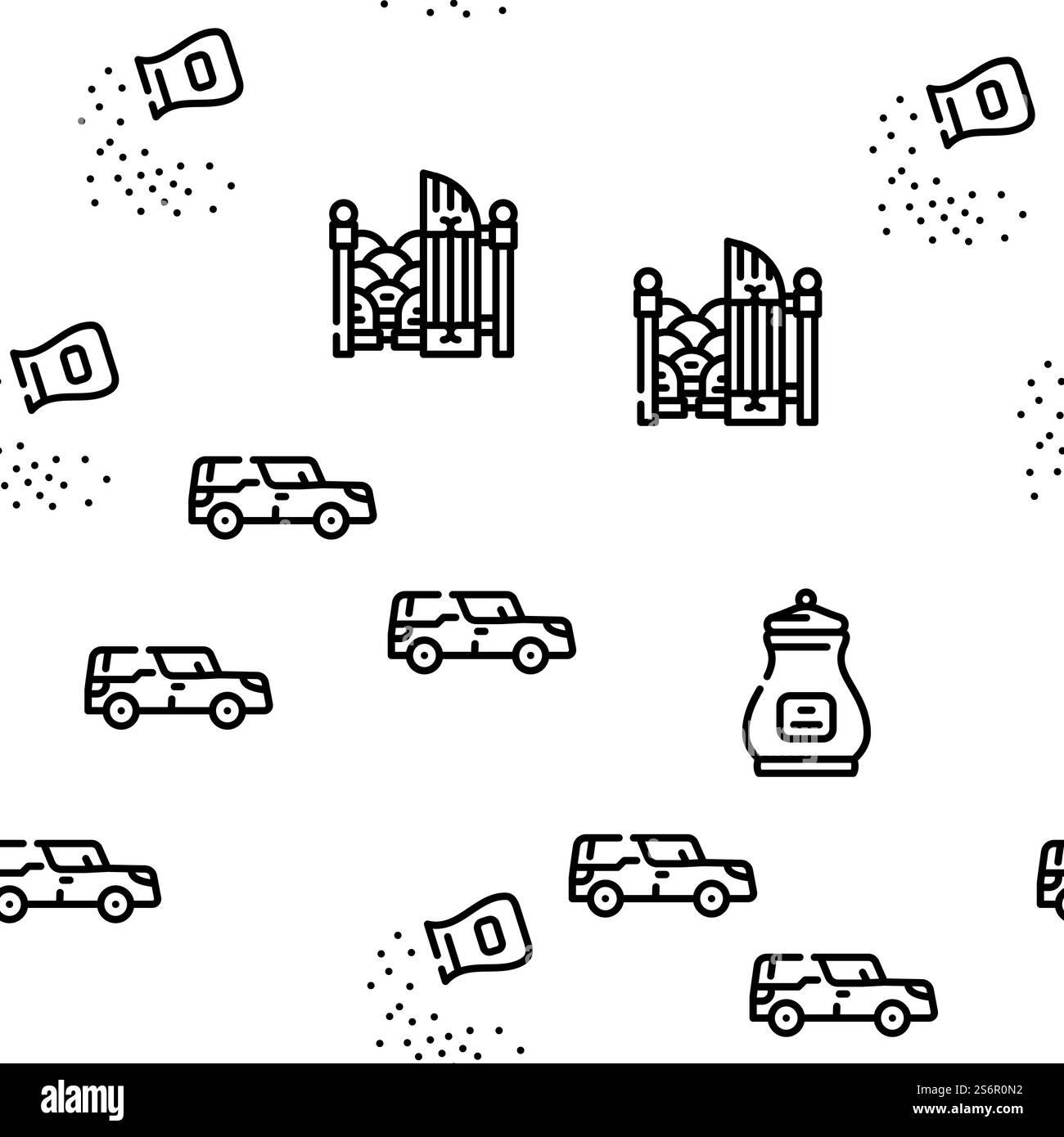 Funeral Dead Ceremony Vector Seamless Pattern Thin Line Illustration ...