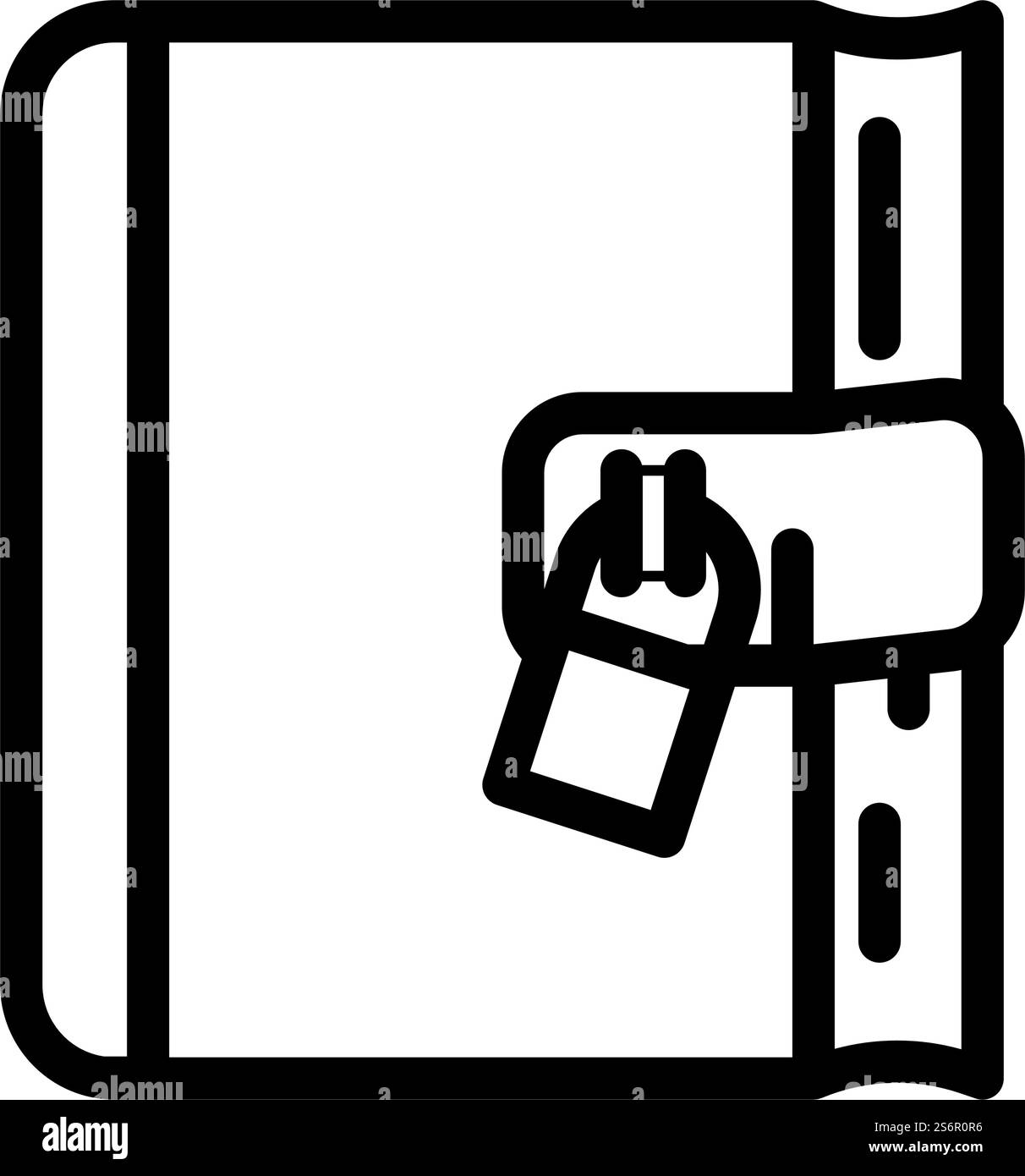 diary with lock line icon vector. diary with lock sign. isolated ...