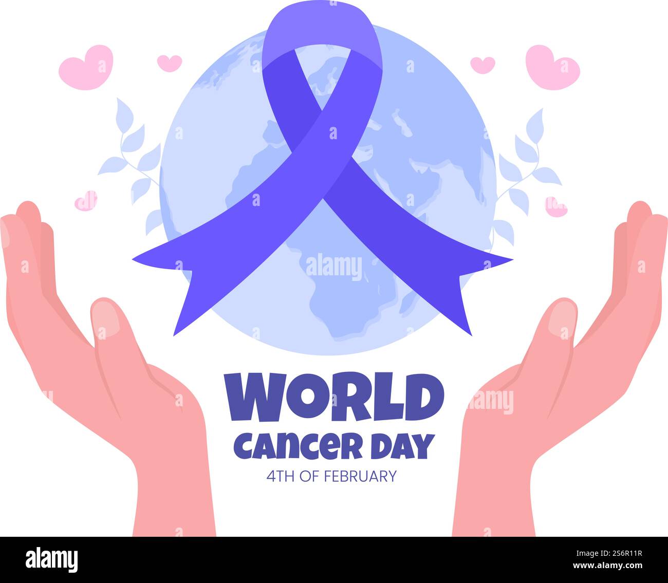 World Cancer Day with Ribbon Flat Vector Illustration. Inform the ...