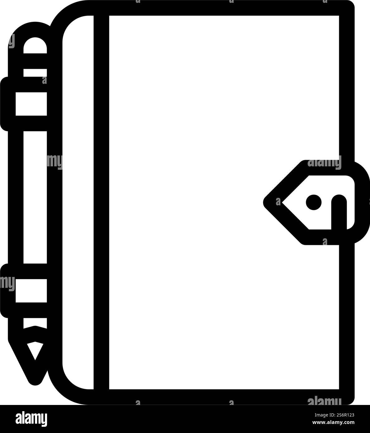 diary with pen line icon vector. diary with pen sign. isolated contour ...
