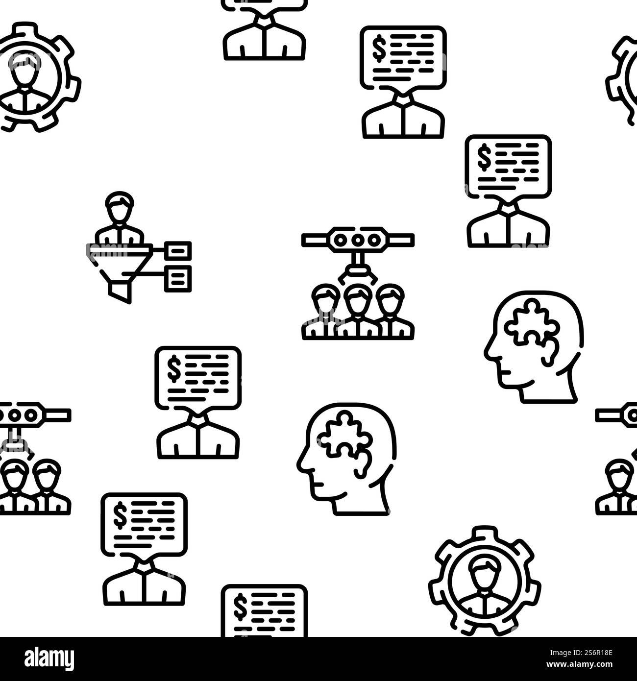 Human Resources Hr Department Vector Seamless Pattern Thin Line ...