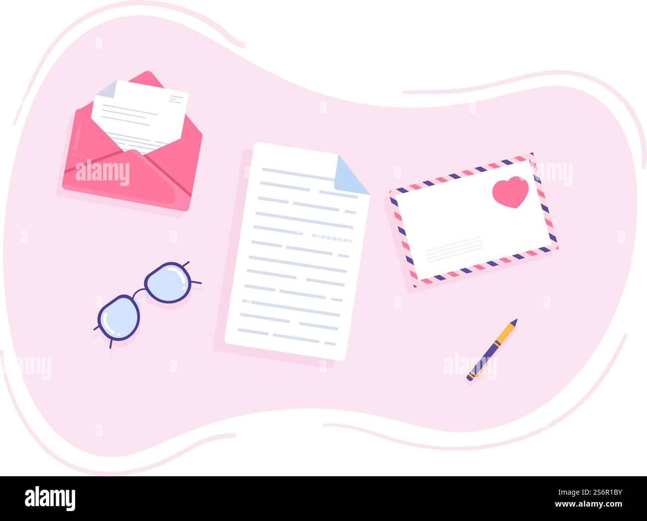 Love Letter Background Flat Illustration for Messages of Fraternity or ...