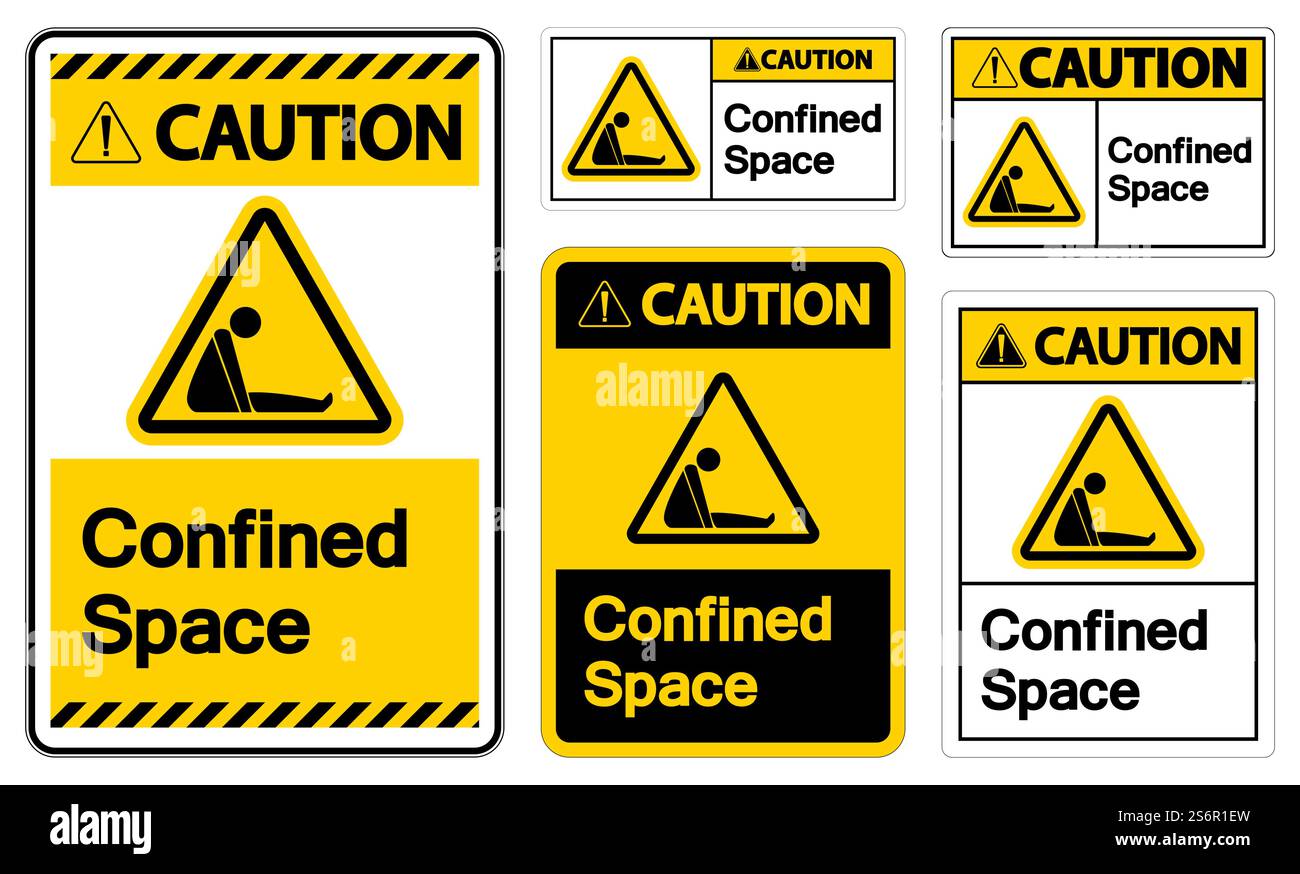 Caution Confined Space Symbol Sign Isolated On White Background Stock ...