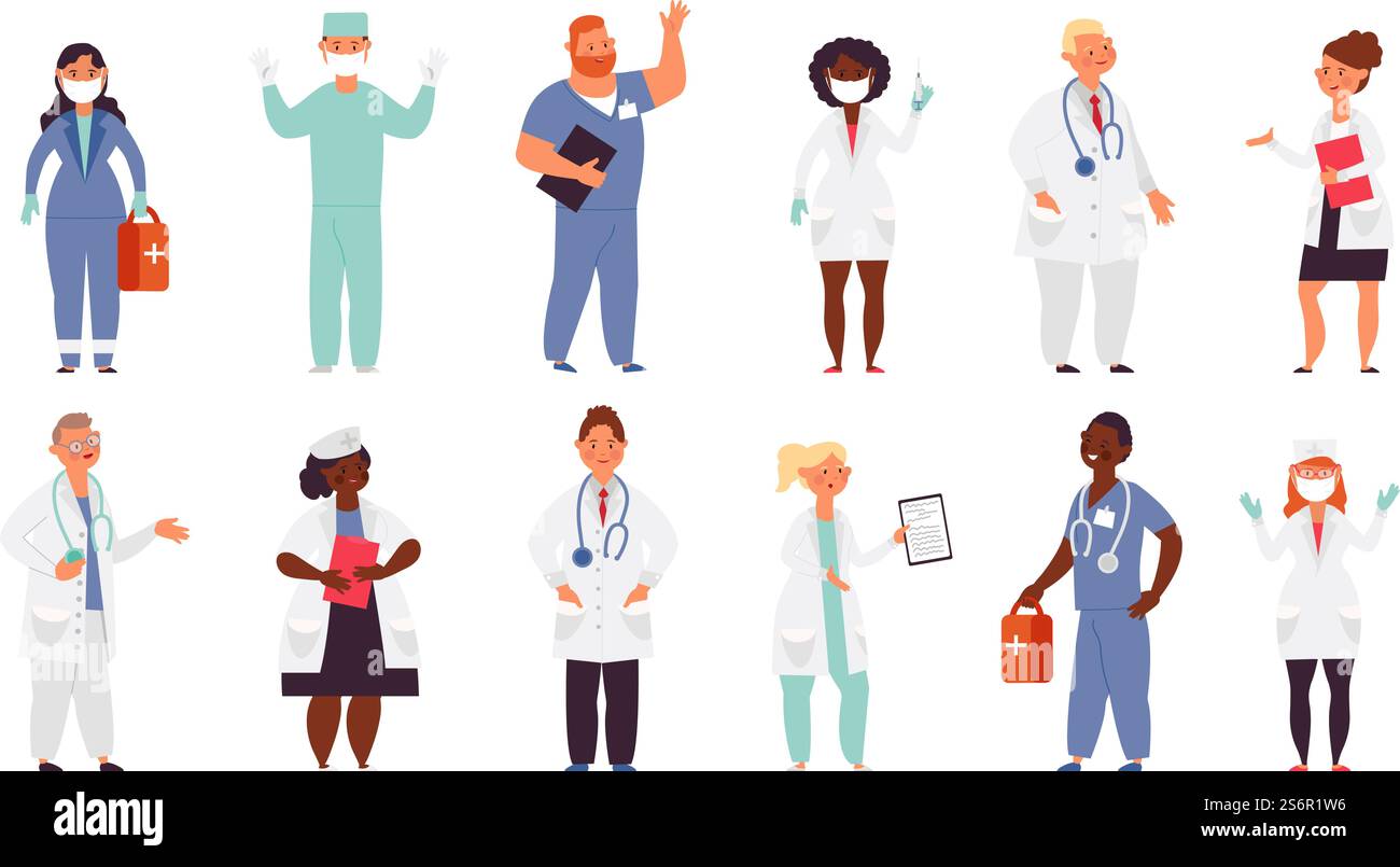Doctor nurse characters. Medical nurses, health care flat male. Female ...