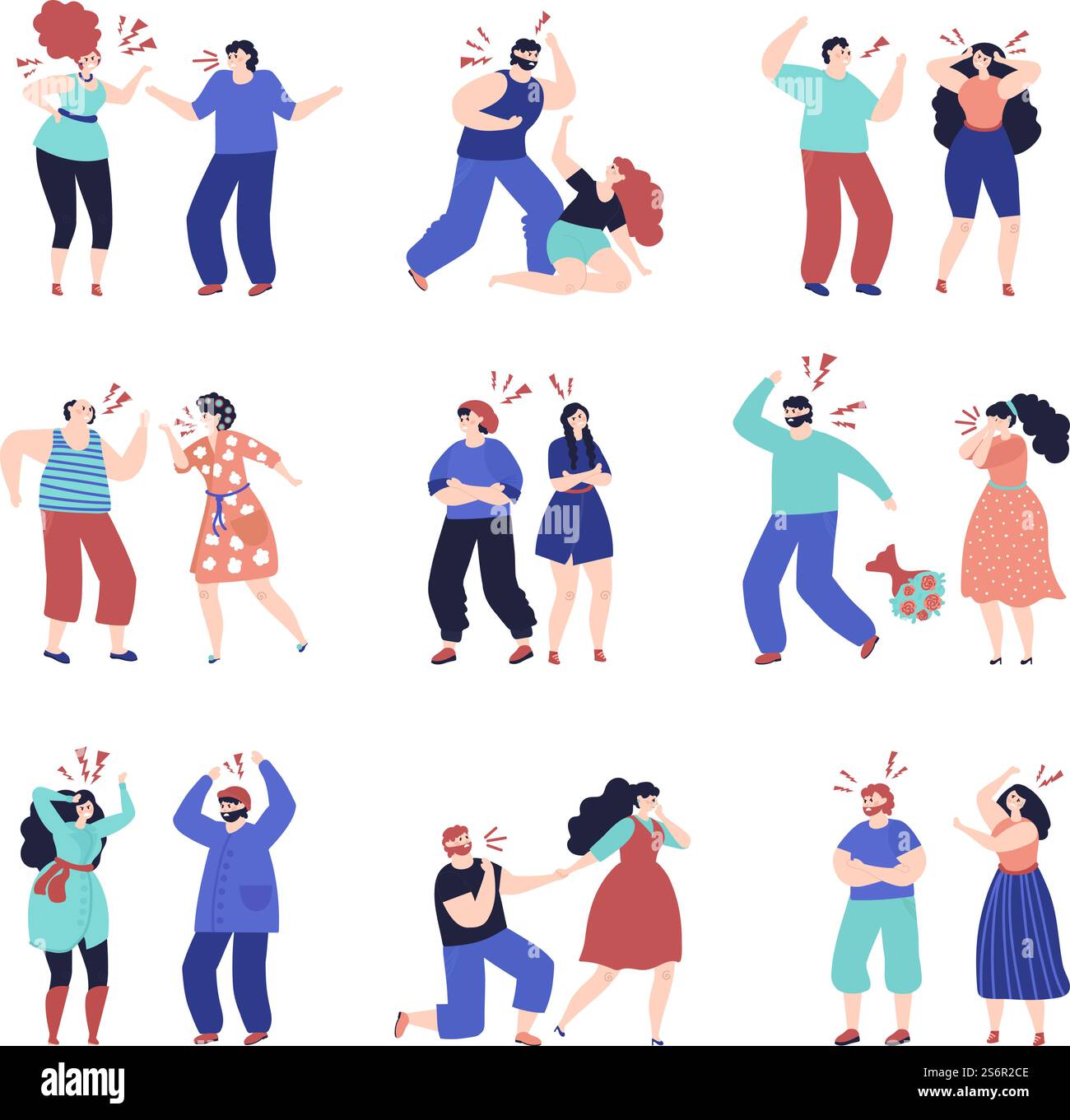 Family conflict. Disrespect people, quarrel brawl in couple. Angry ...