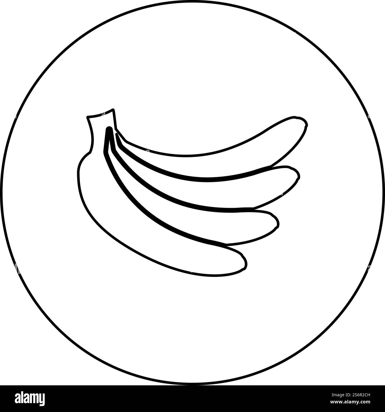 Bunch of bananas icon in circle round black color vector illustration image outline contour line ...