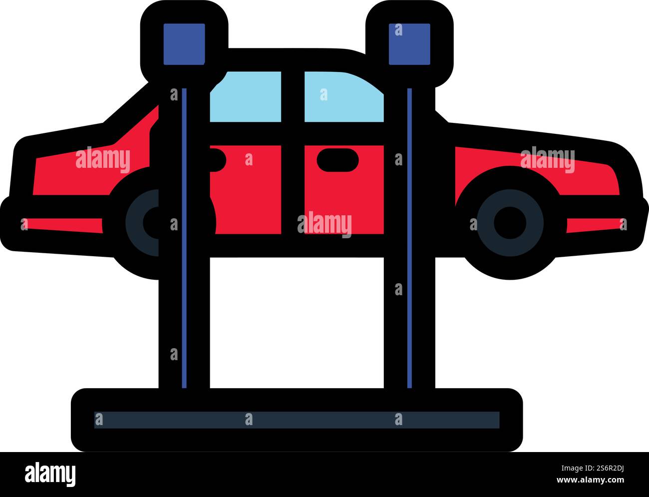 Car Lift Icon. Editable Bold Outline With Color Fill Design. Vector ...