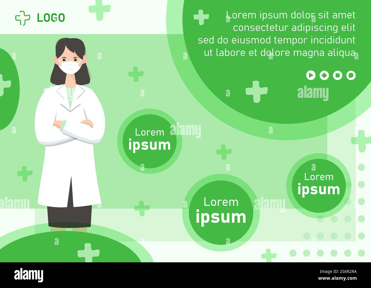 Medical Healthcare Flat Design Illustration Brochure Editable of Square ...