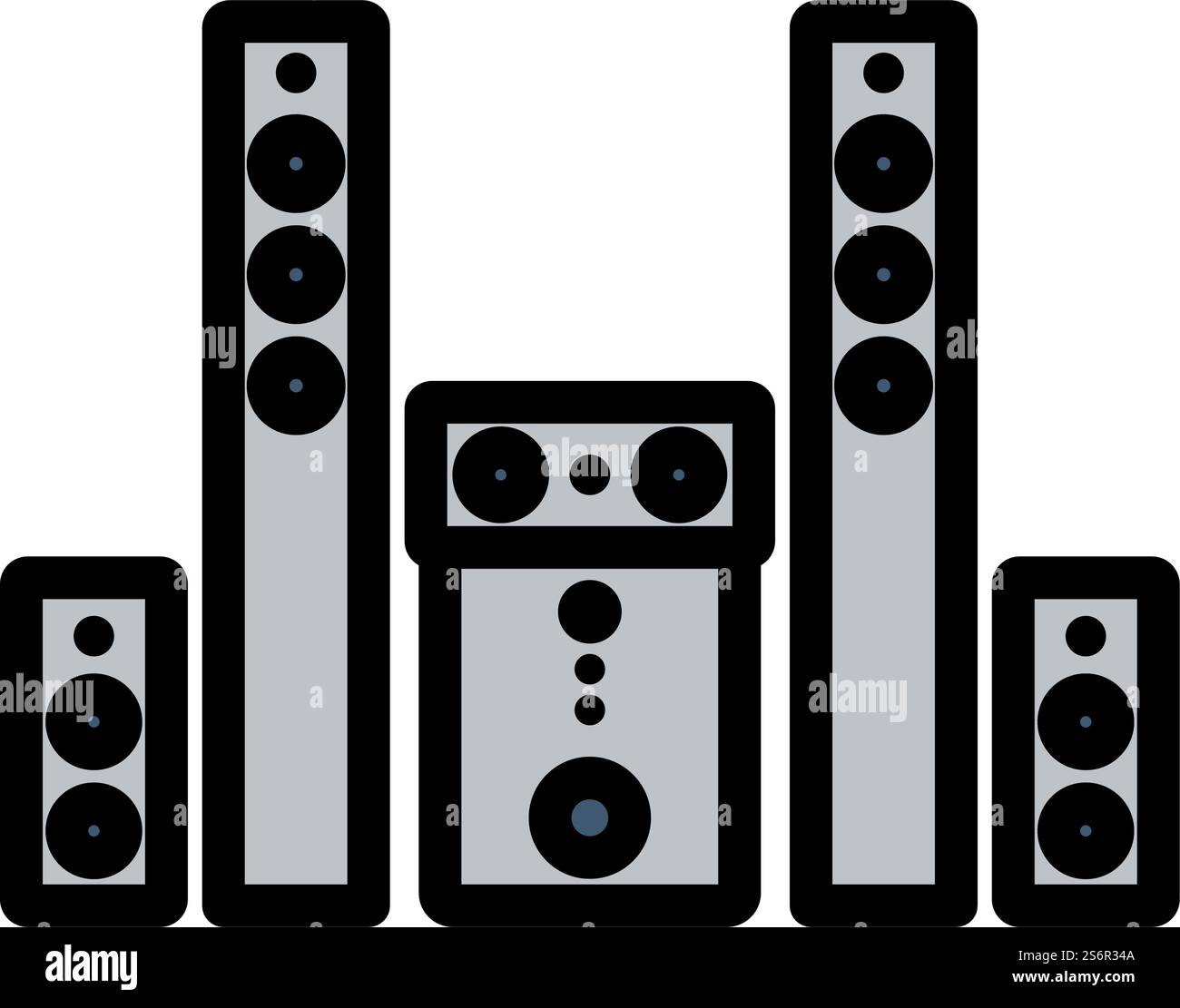 Audio System Speakers Icon. Editable Bold Outline With Color Fill ...