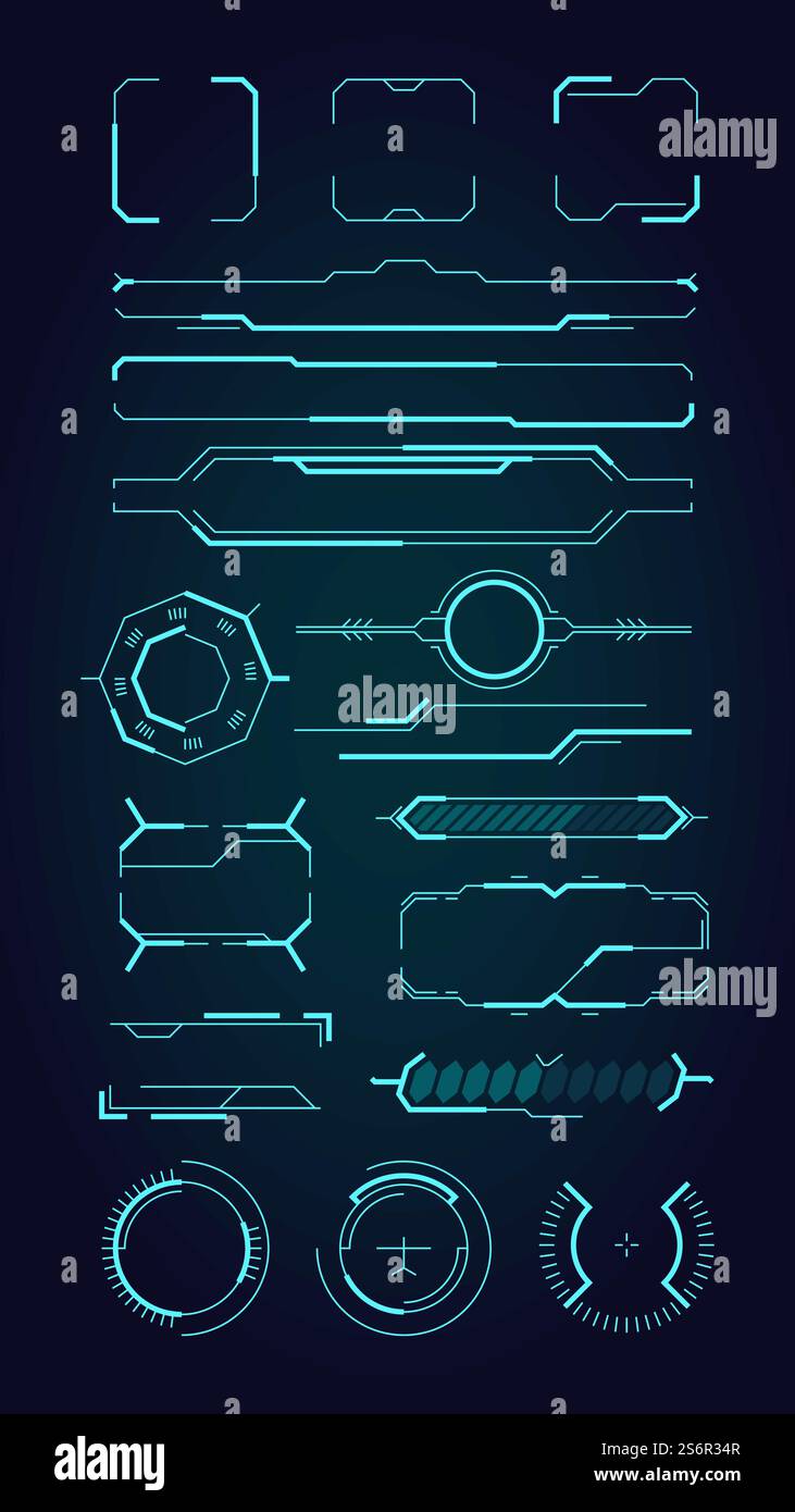 Hud ui elements. Sci fi infographic modern space symbols for web design ...