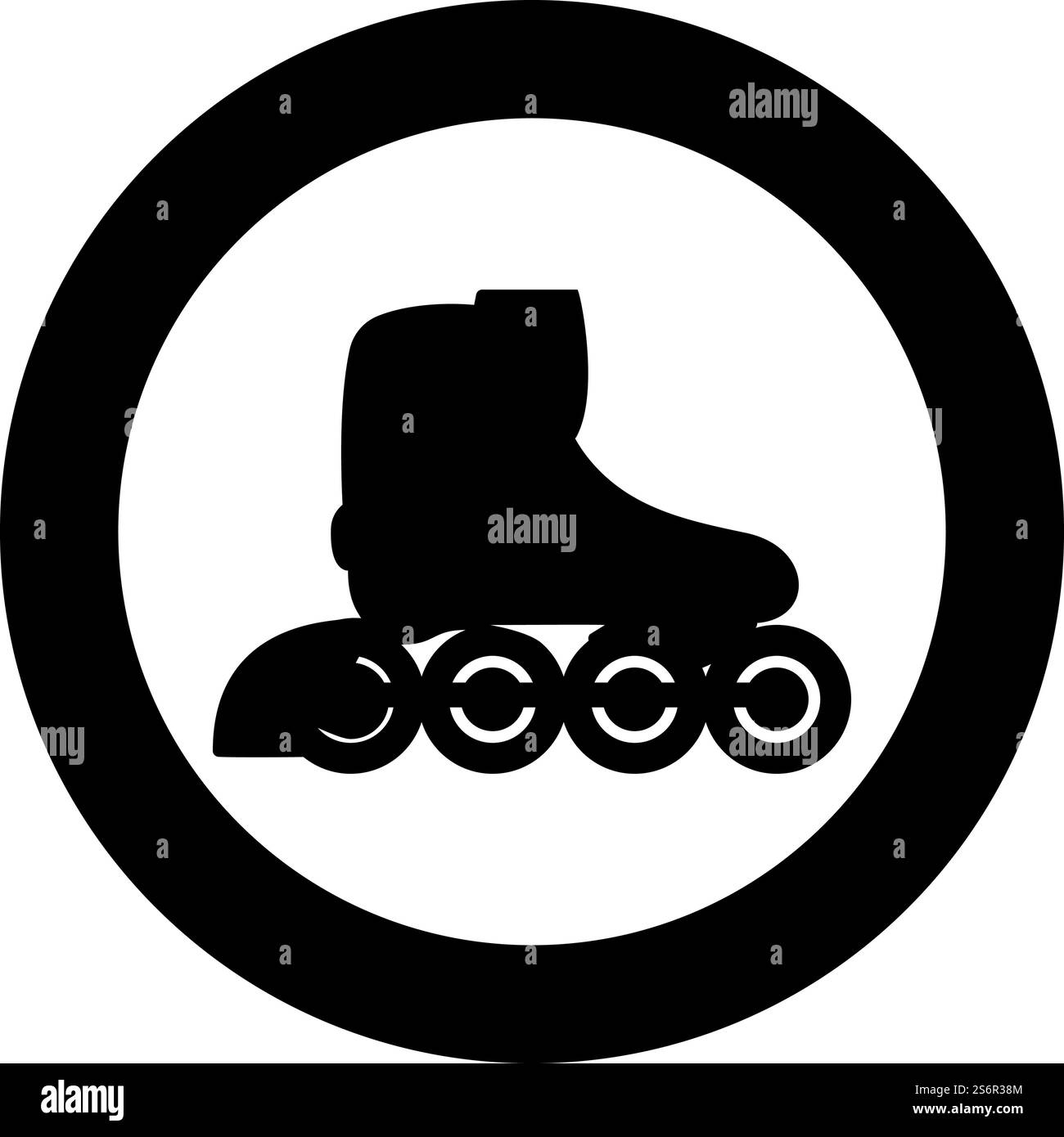 Roller skates blades Personal transportation icon in circle round black ...