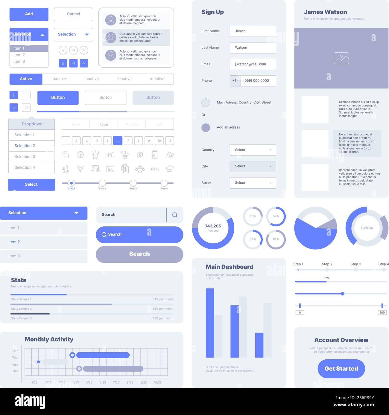 Ui kit. User layout elements for web design projects and mobile ...