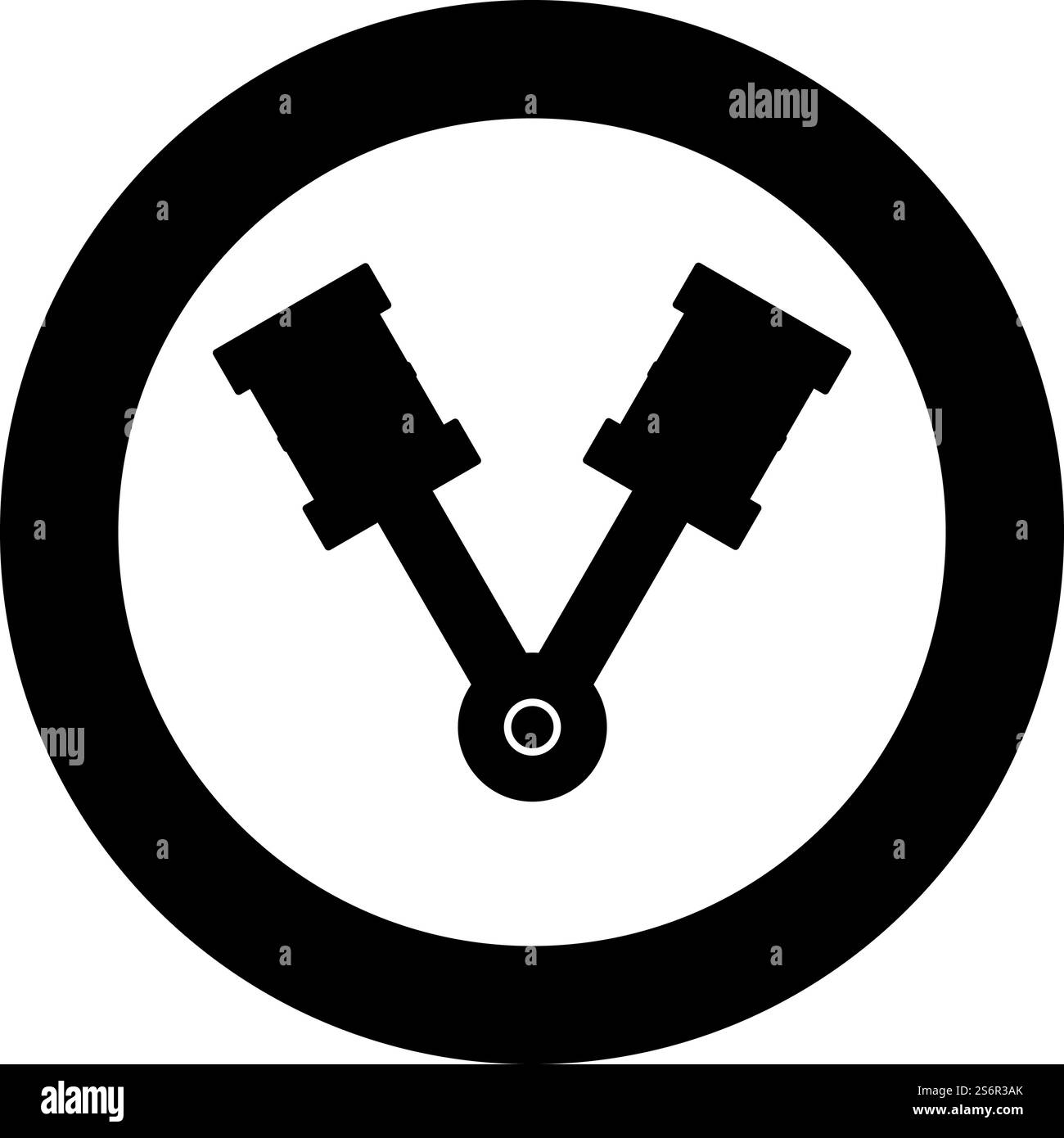 Pistons of engine two items with rods aligned for car crankshaft ...