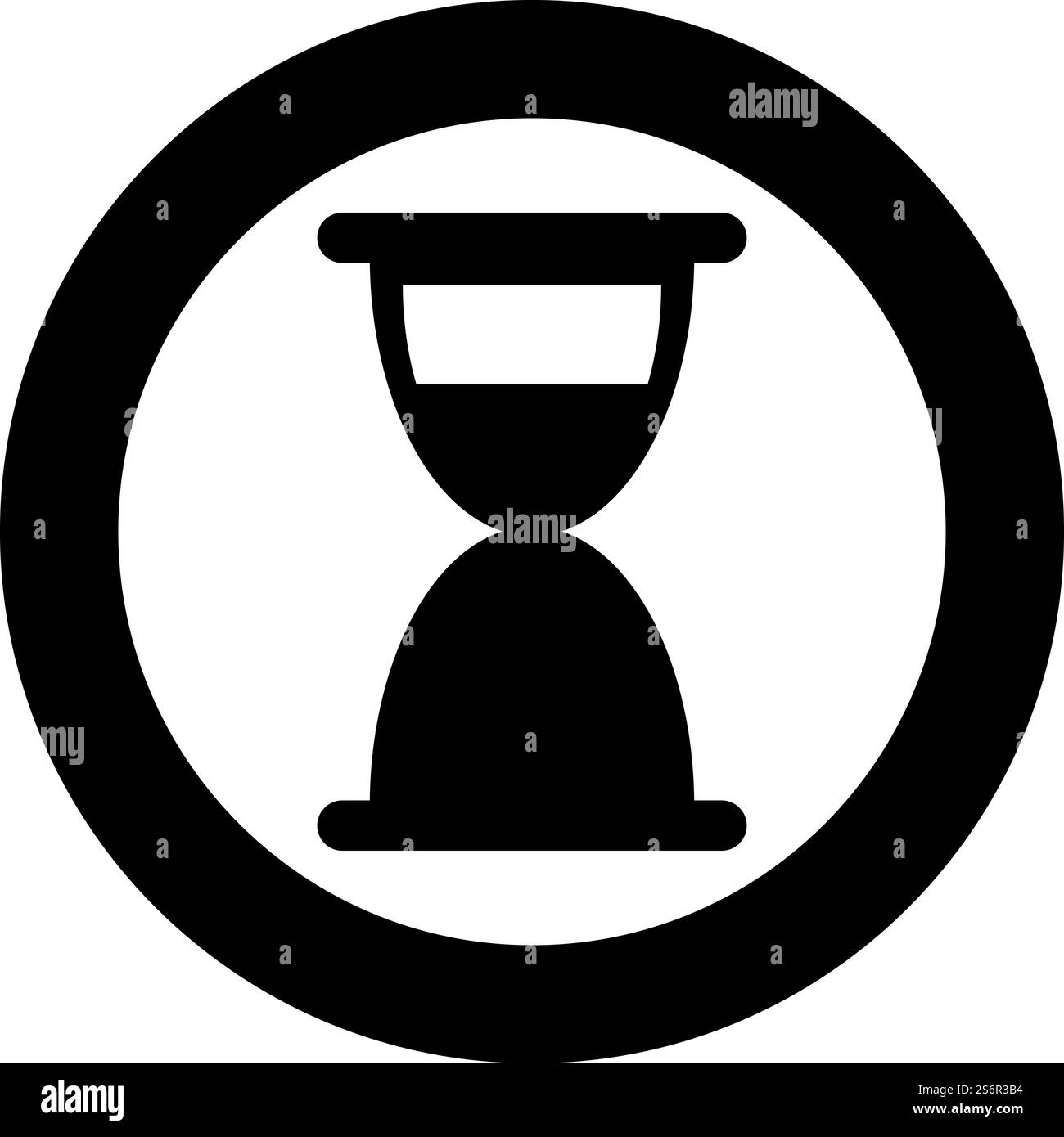 Hourglass sand clock antique icon in circle round black color vector ...