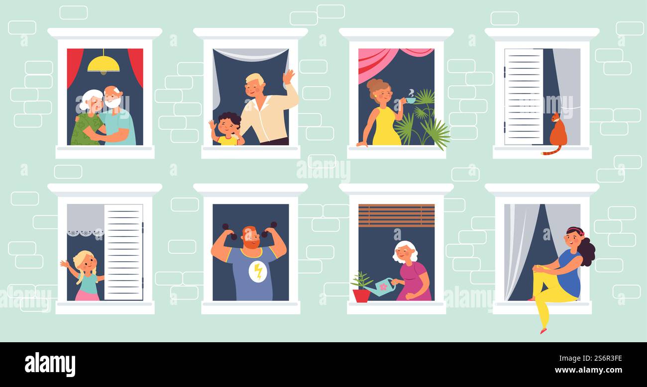 Person looking out window exterior view Stock Vector Images - Alamy