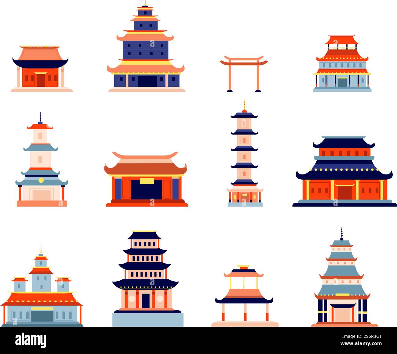 Chinese buildings. China town, temple culture symbol design. Asia ...