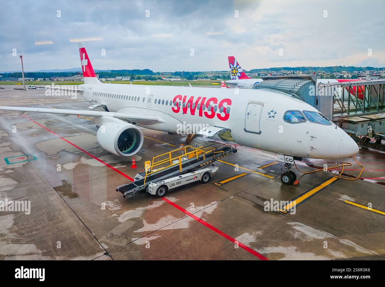 Zurich, Switzerland - 01 17 2025. Swiss airlines passenger airplane ...