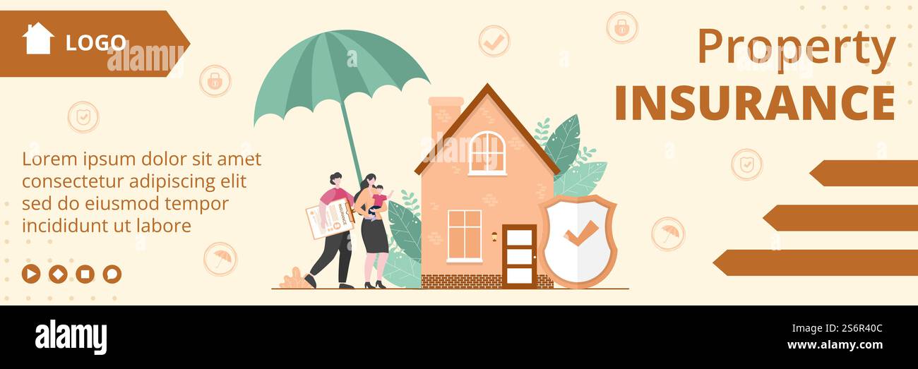 Property Insurance Cover Template Flat Design Illustration Editable of ...