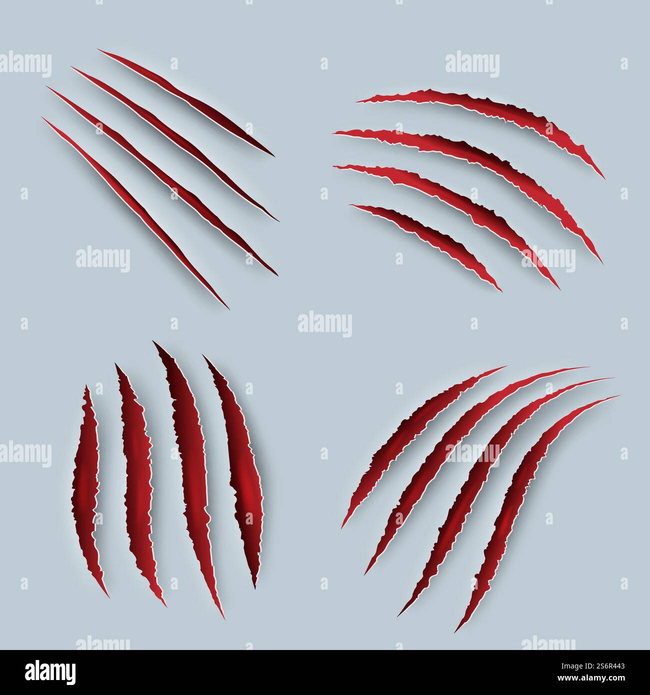 Claw. Scary scratches with blood tiger claws decent vector realistic ...