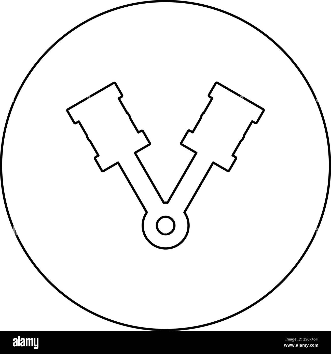 Pistons of engine two items with rods aligned for car crankshaft ...