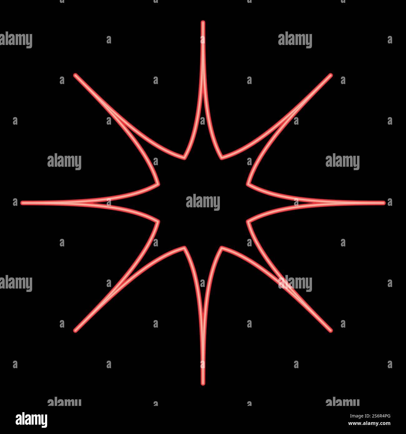 Neon star red color vector illustration image flat style light. Neon ...