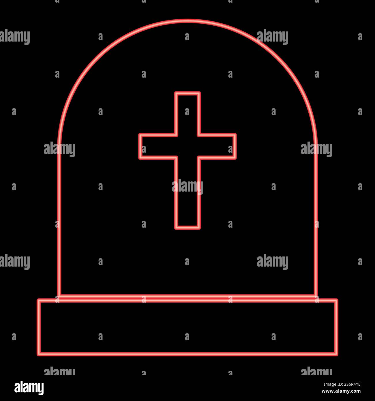 Neon tomb stone red color vector illustration image flat style light ...