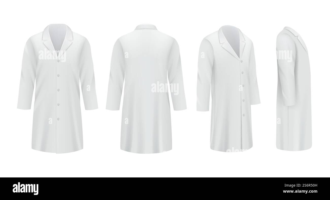 Medical coats. White templates professional doctor clothes specialists ...