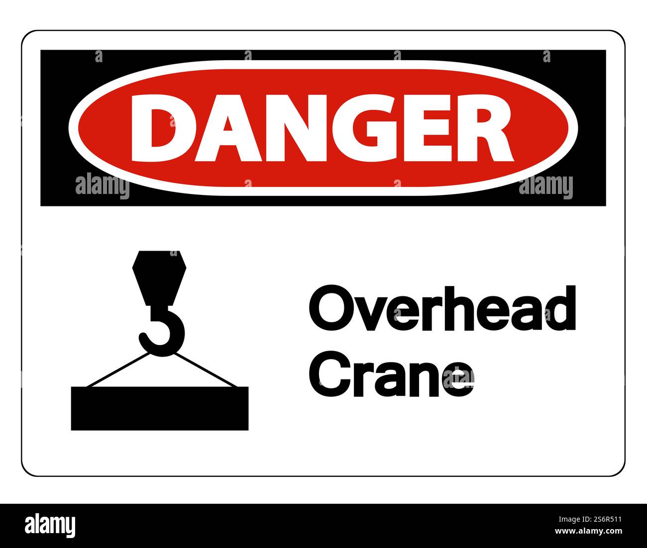 Danger Overhead Crane Symbol Sign On White Background Stock Vector ...