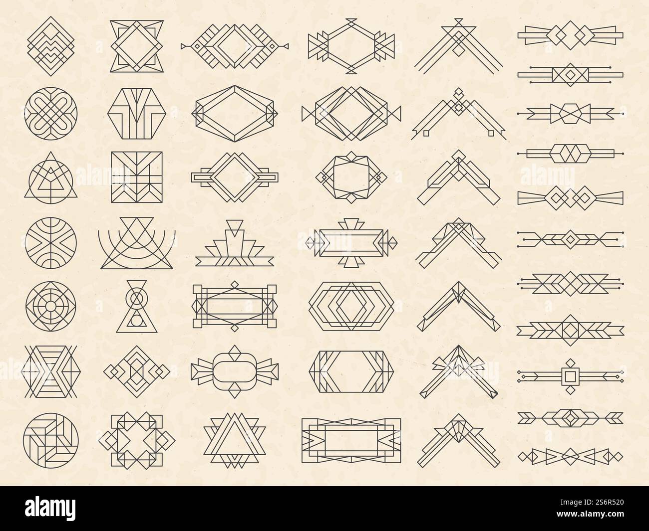 Art deco geometrical shapes. Modern design elements for emblems and ...