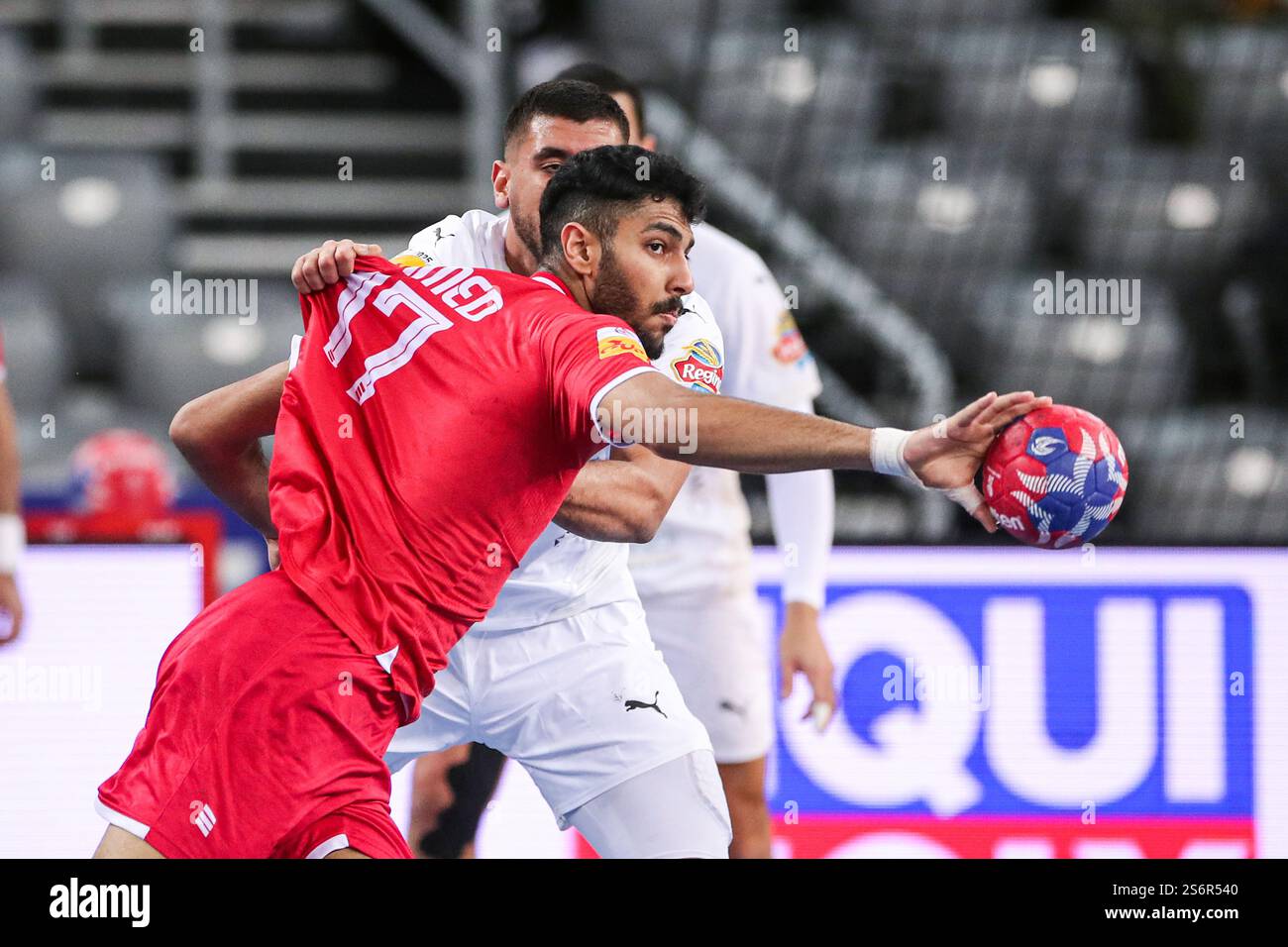 Zagreb, Hrvatska. 17th Jan, 2025. ZAGREB, CROATIA - JANUARY 17: Ahmed Kadhem of Bahrain catches ...