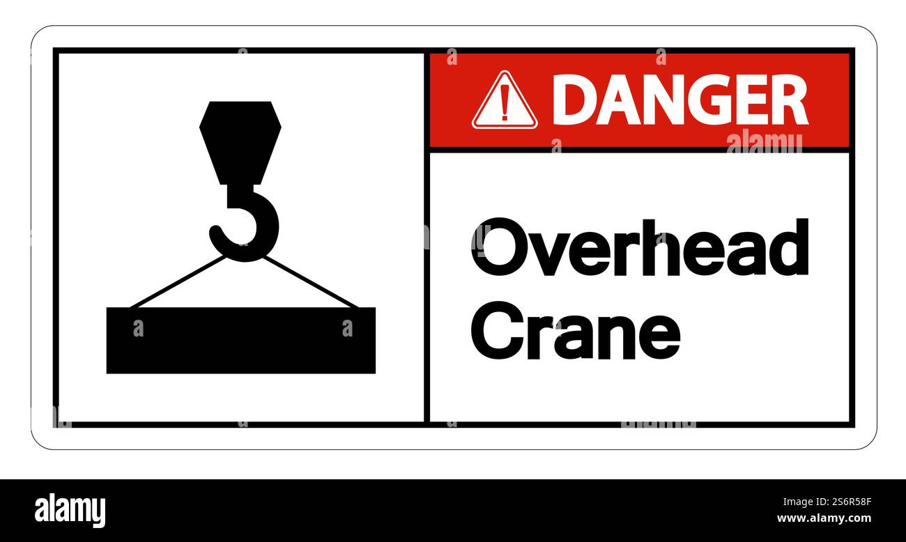 Danger Overhead Crane Symbol Sign On White Background Stock Vector ...