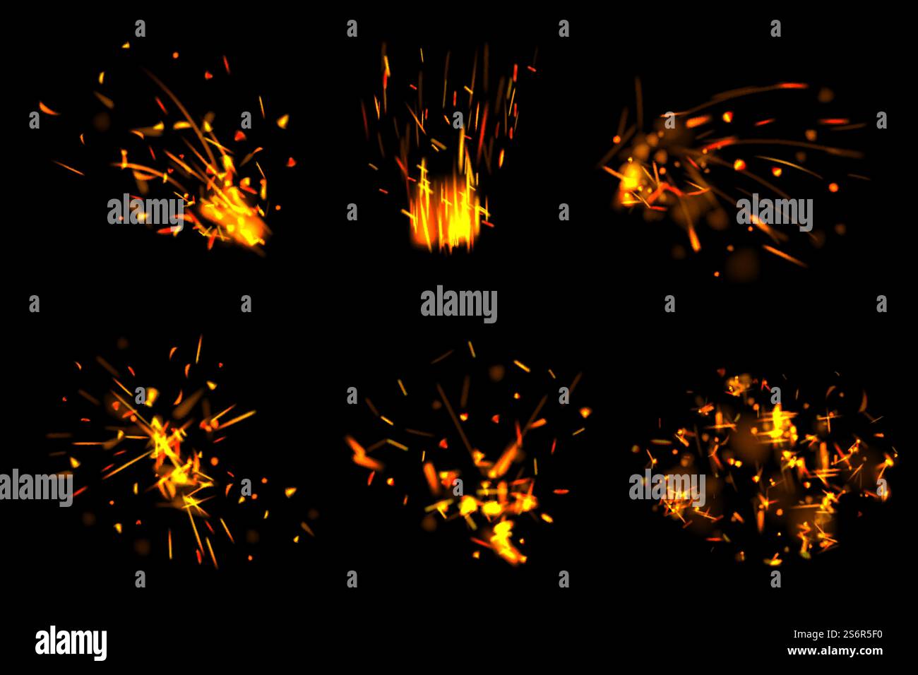 Fire particles. Glowing effects with little flame parts burned sparks ...
