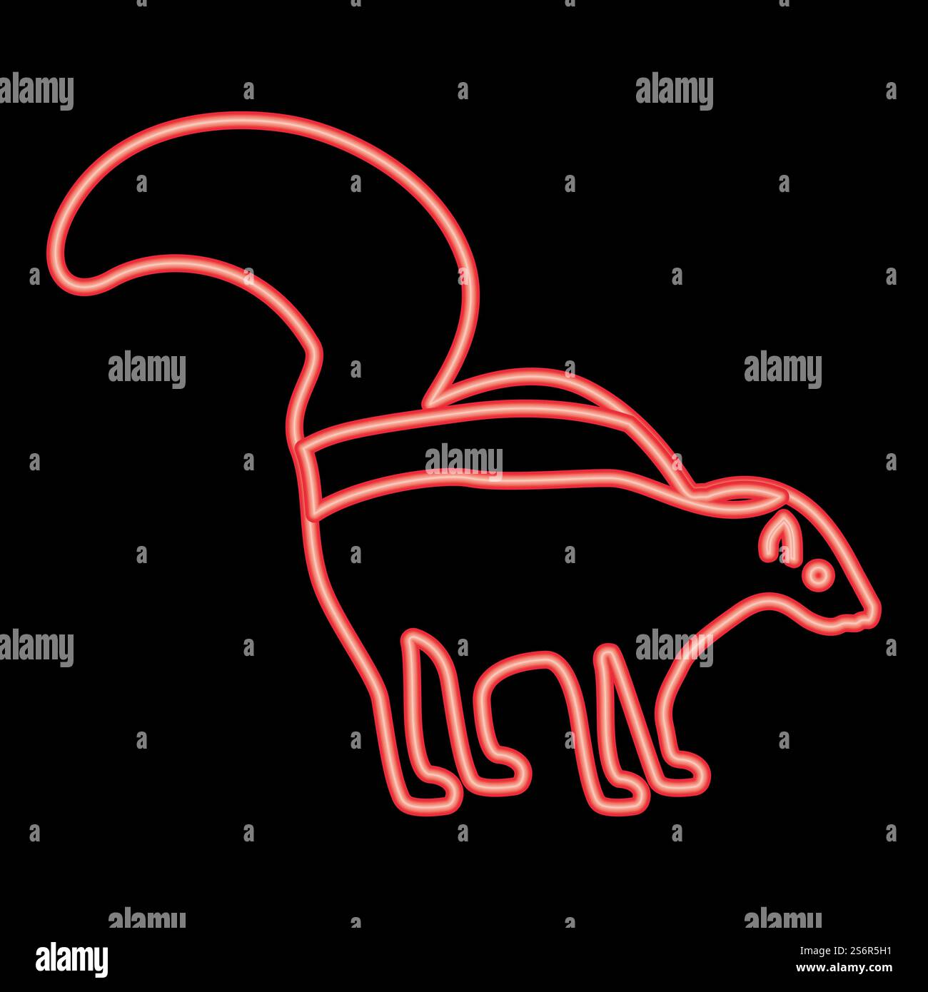Neon skunk red color vector illustration image flat style light. Neon ...