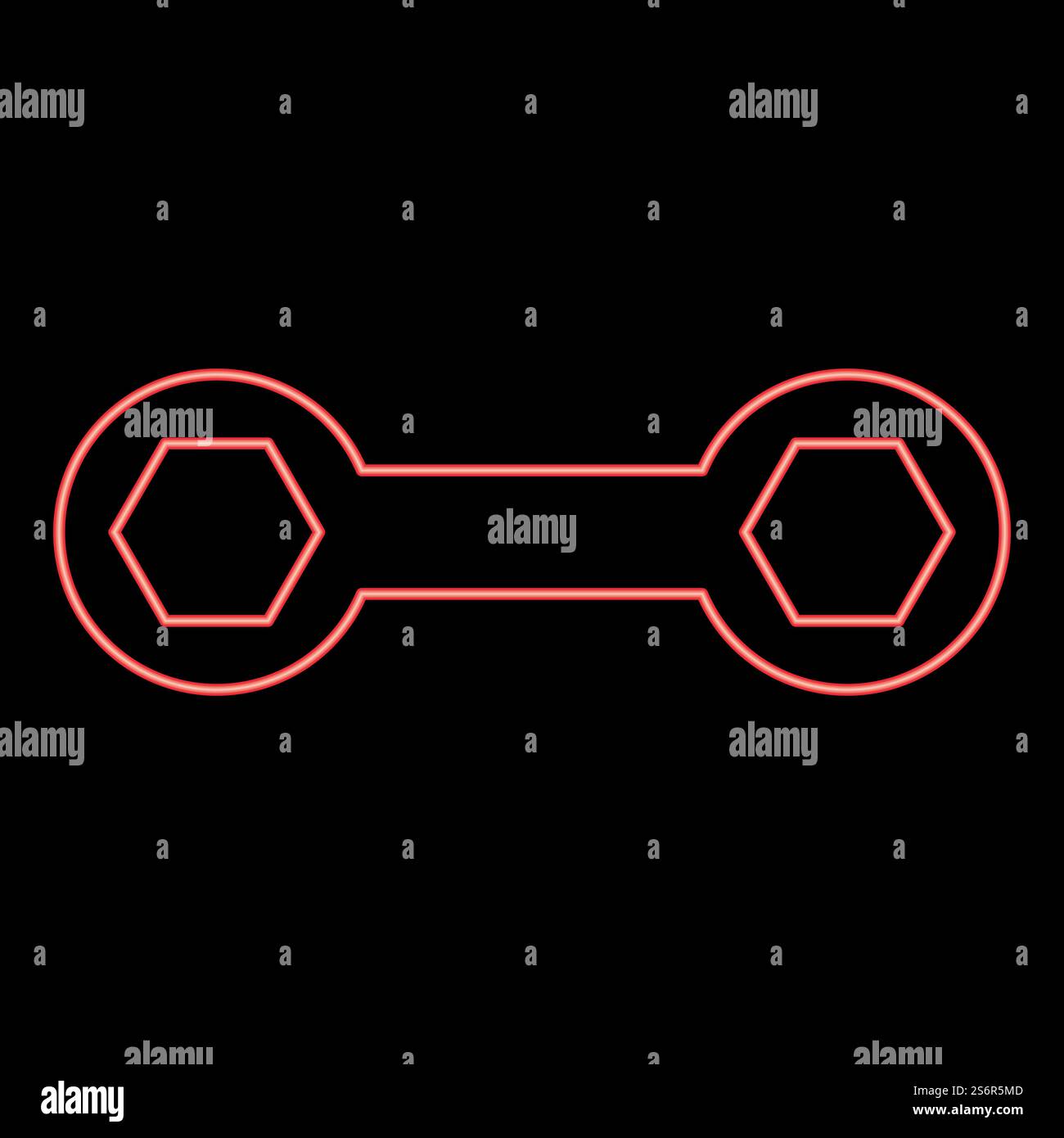 Neon spanner red color vector illustration image flat style light. Neon ...