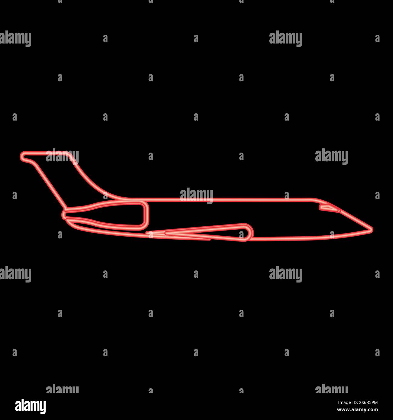 Neon private airplane red color vector illustration image flat style ...