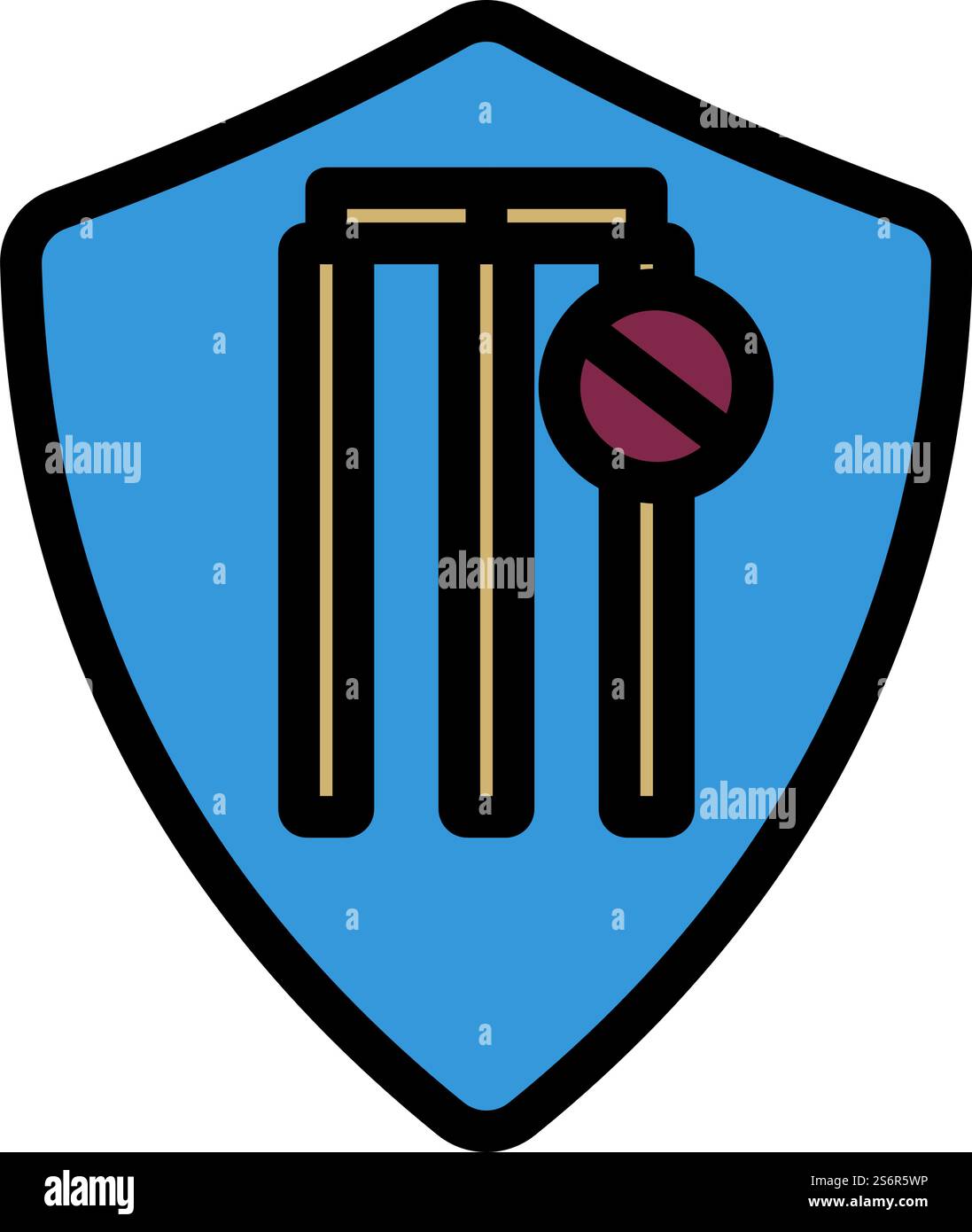 Cricket Shield Emblem Icon. Editable Bold Outline With Color Fill ...