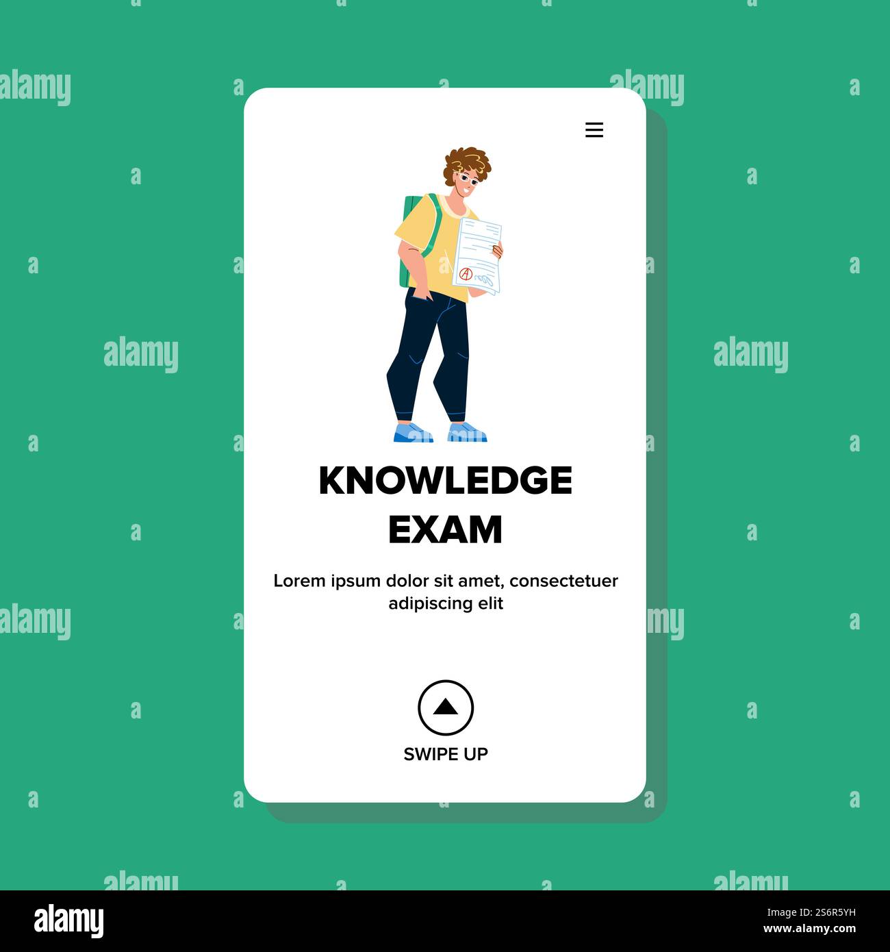 Successful Knowledge Exam Young Student Vector. Schoolboy Knowledge ...