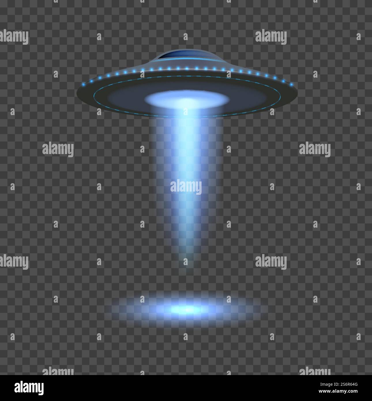 Blue ufo lights. Aliens spaceship spotlight, 3d space object isolated ...