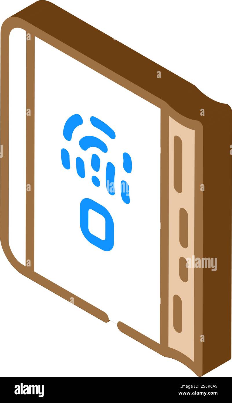 diary with fingerprint scanner isometric icon vector. diary with ...