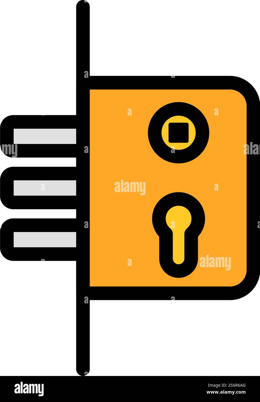 Door Lock Icon. Editable Bold Outline With Color Fill Design. Vector ...