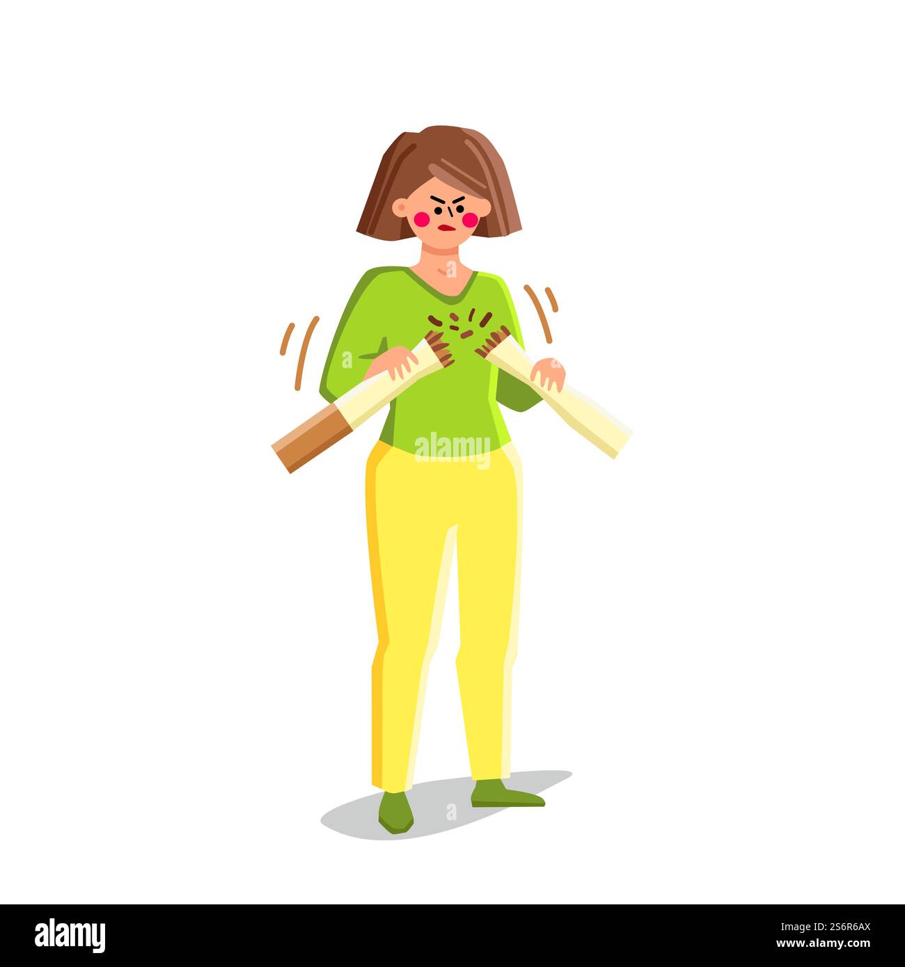 Quitting Smoking Addiction Trying Woman Vector. Young Girl Try Quitting ...
