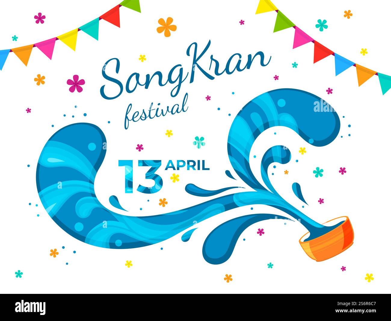 Songkran background. Amazing color water festival banner, thai party ...