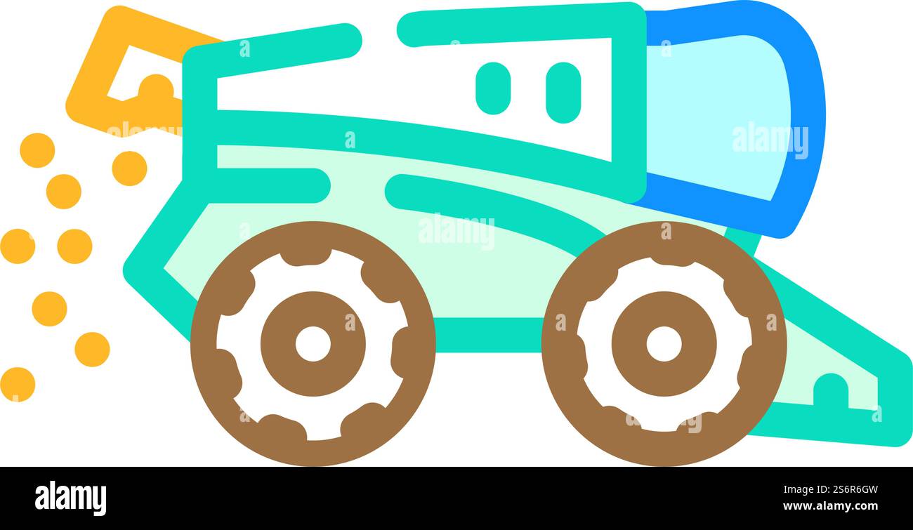 combine harvester color icon vector. combine harvester sign. isolated ...