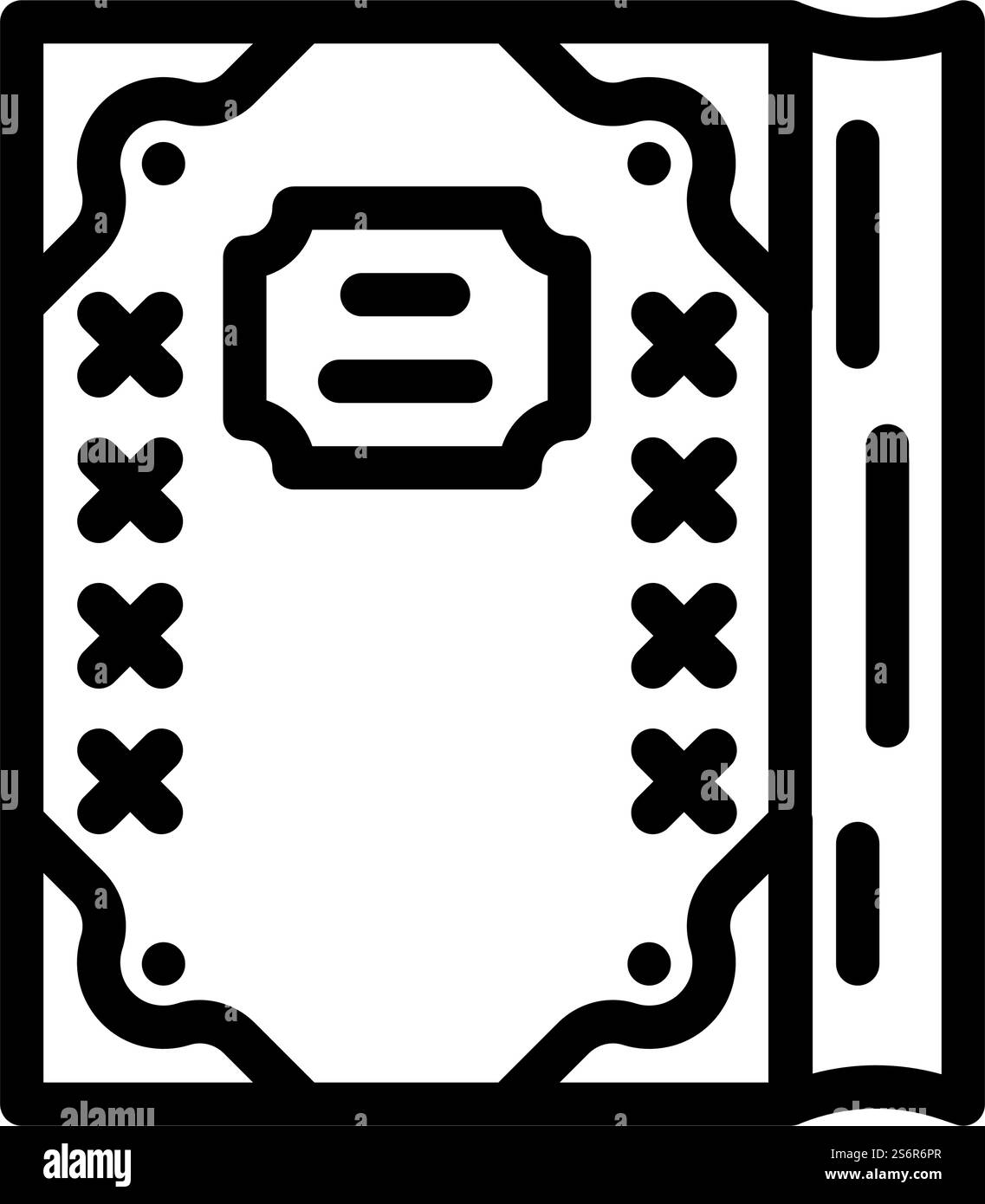 diary with gold inserts line icon vector. diary with gold inserts sign ...