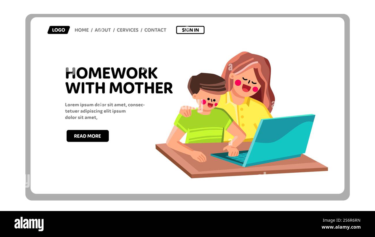 Kid son learning computer Cut Out Stock Images & Pictures - Alamy